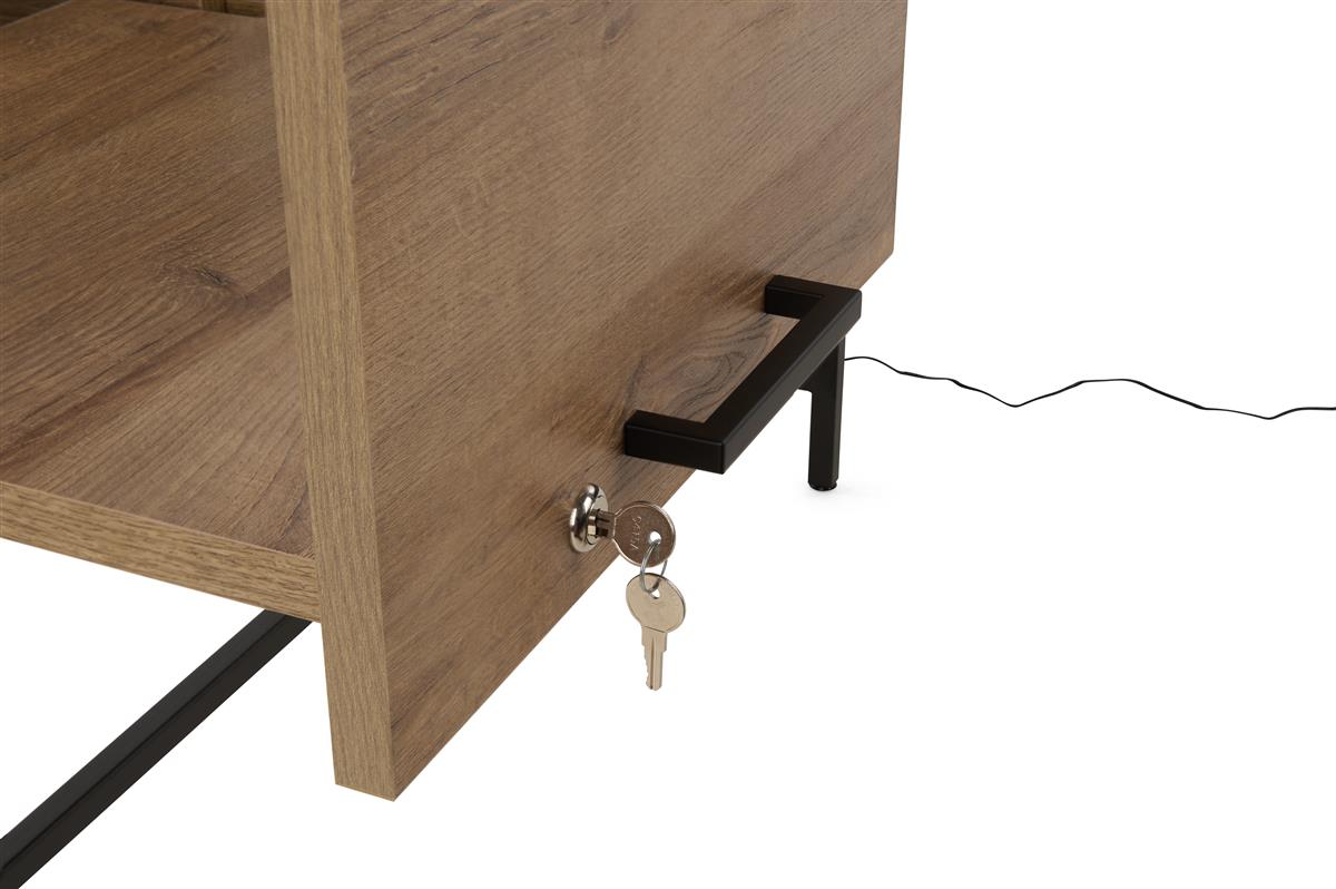 Glass Top Retail Console Table | Black Steel Base