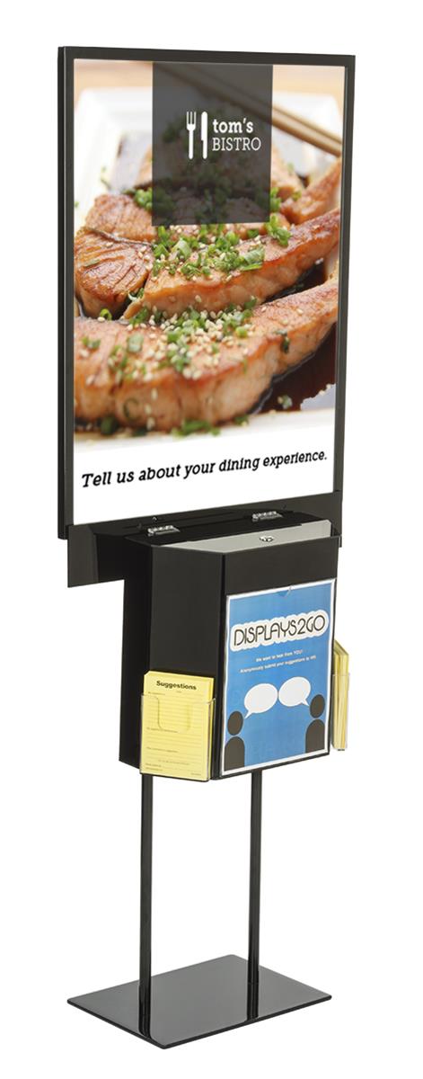 Black Sign Stand with Sweepstakes Box | Steel Frame