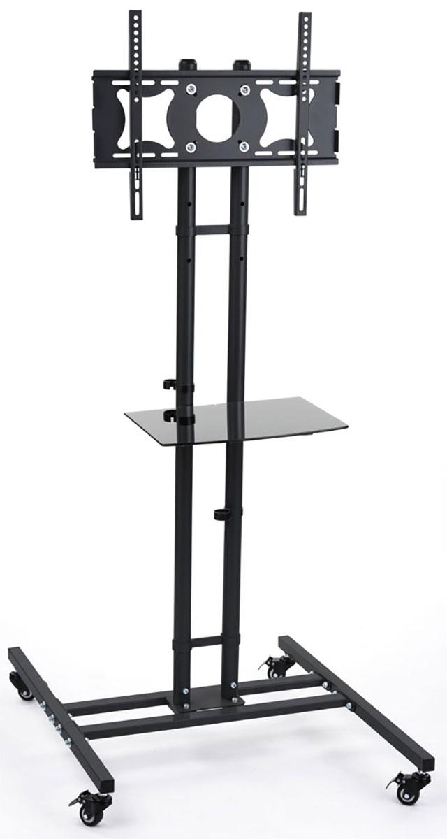 Mobile TV Stand | Black Floor Display with Shelf
