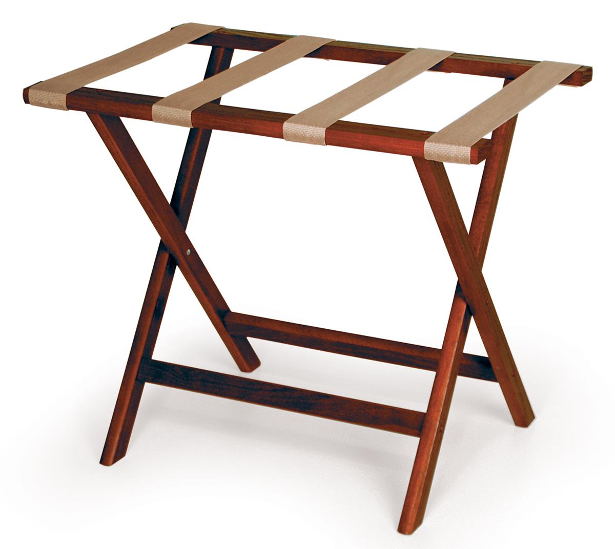Wood Luggage Rack | Red Mahogany w/ Tan Straps
