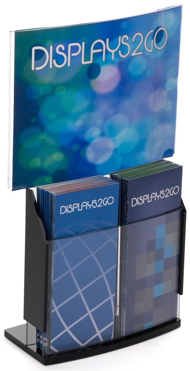 Convex Sign Holder & Brochure Display | 11" x 8.5" Frame & (2) Pockets
