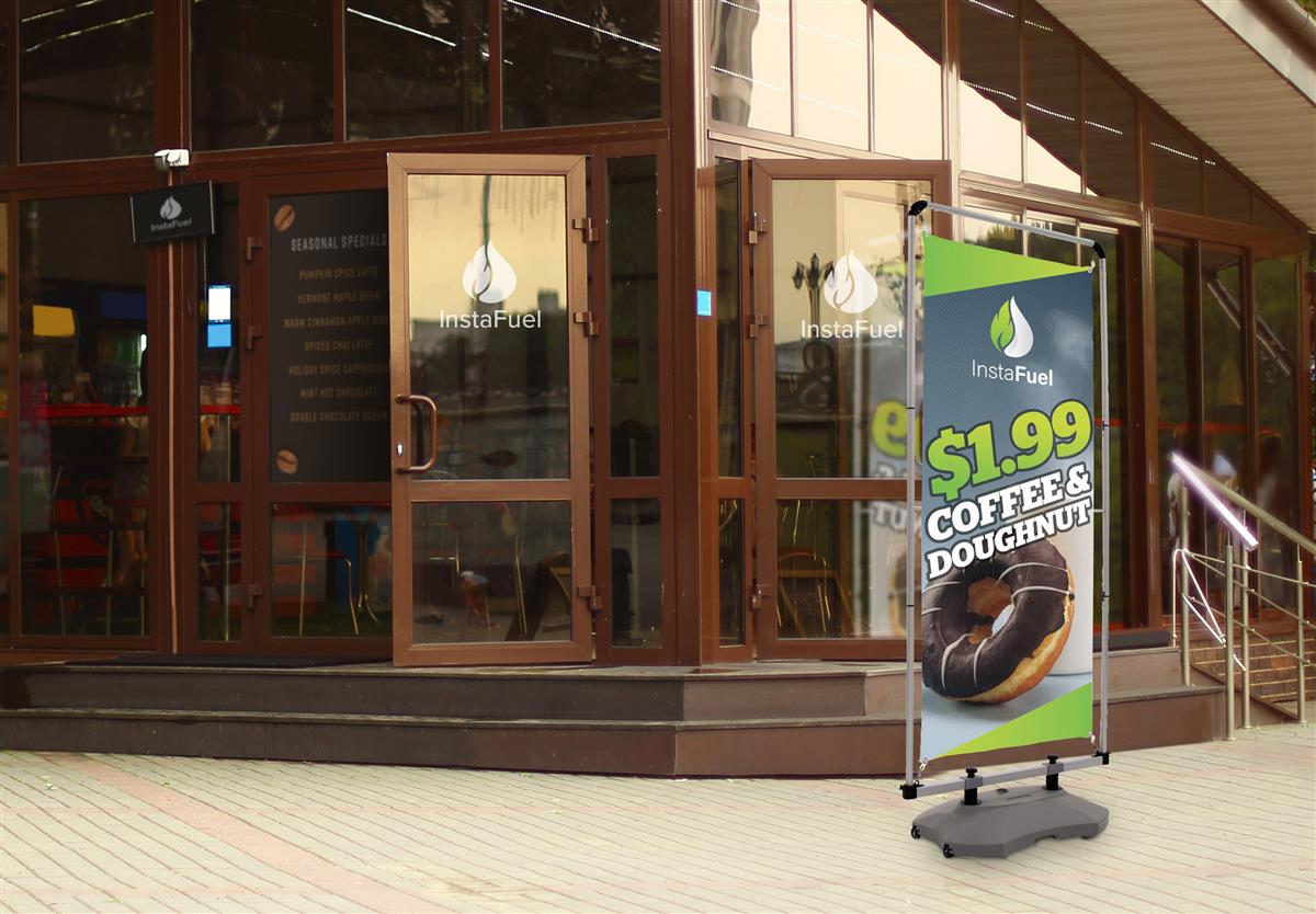 Outdoor Vertical Banner Stand | Includes Wheels for Easy Travel