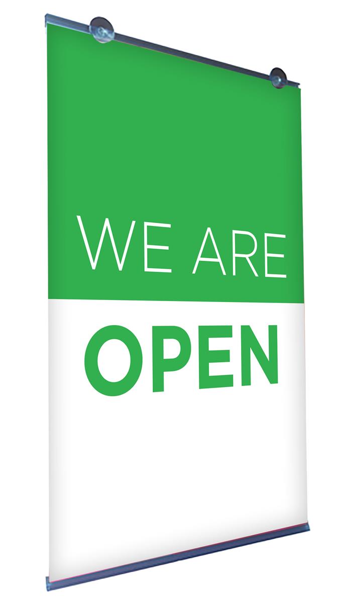 Mercury Banner Hanging Poster Kit - 22"x36"- We Are Open