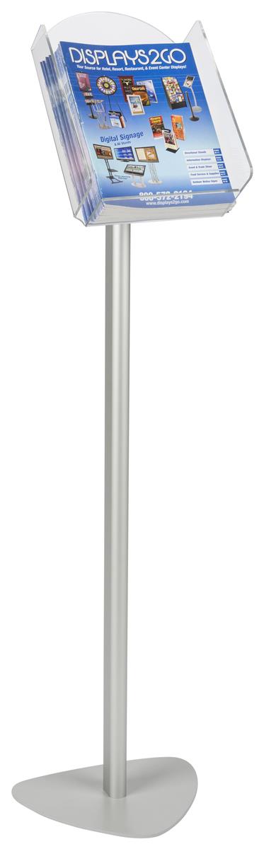 Lobby Magazine Stand | Silver Aluminum Post & Base