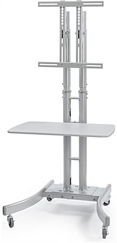 Collapsible TV Stand Features Silver Finish, Travel Case & Shelf