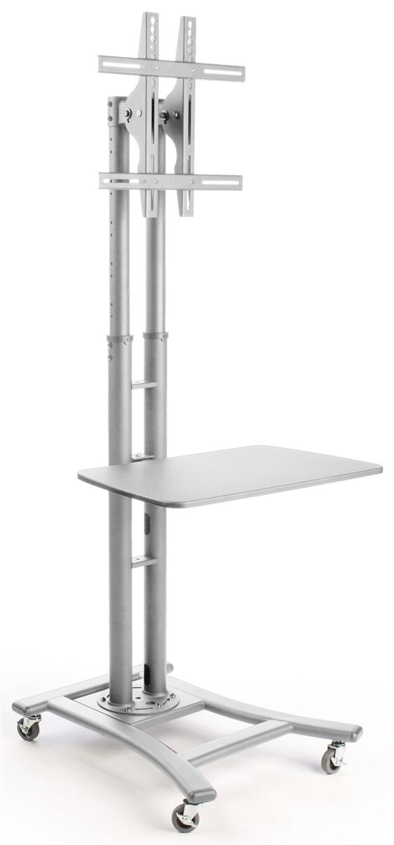 LCD TV Stand with Shelf | Height Adjustable with Locking Wheels