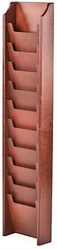 (10) Pocket Cascading Magazine Rack | Red Mahogany Finish