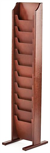(10) Pocket Cascading Magazine Rack | Red Mahogany Finish
