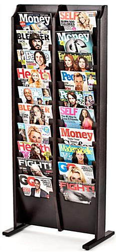 Black Cascading Holder for Magazines has (20) Pockets