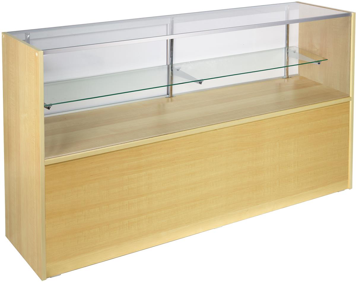 Glass Display Case | Maple Melamine Finish & Half Vision
