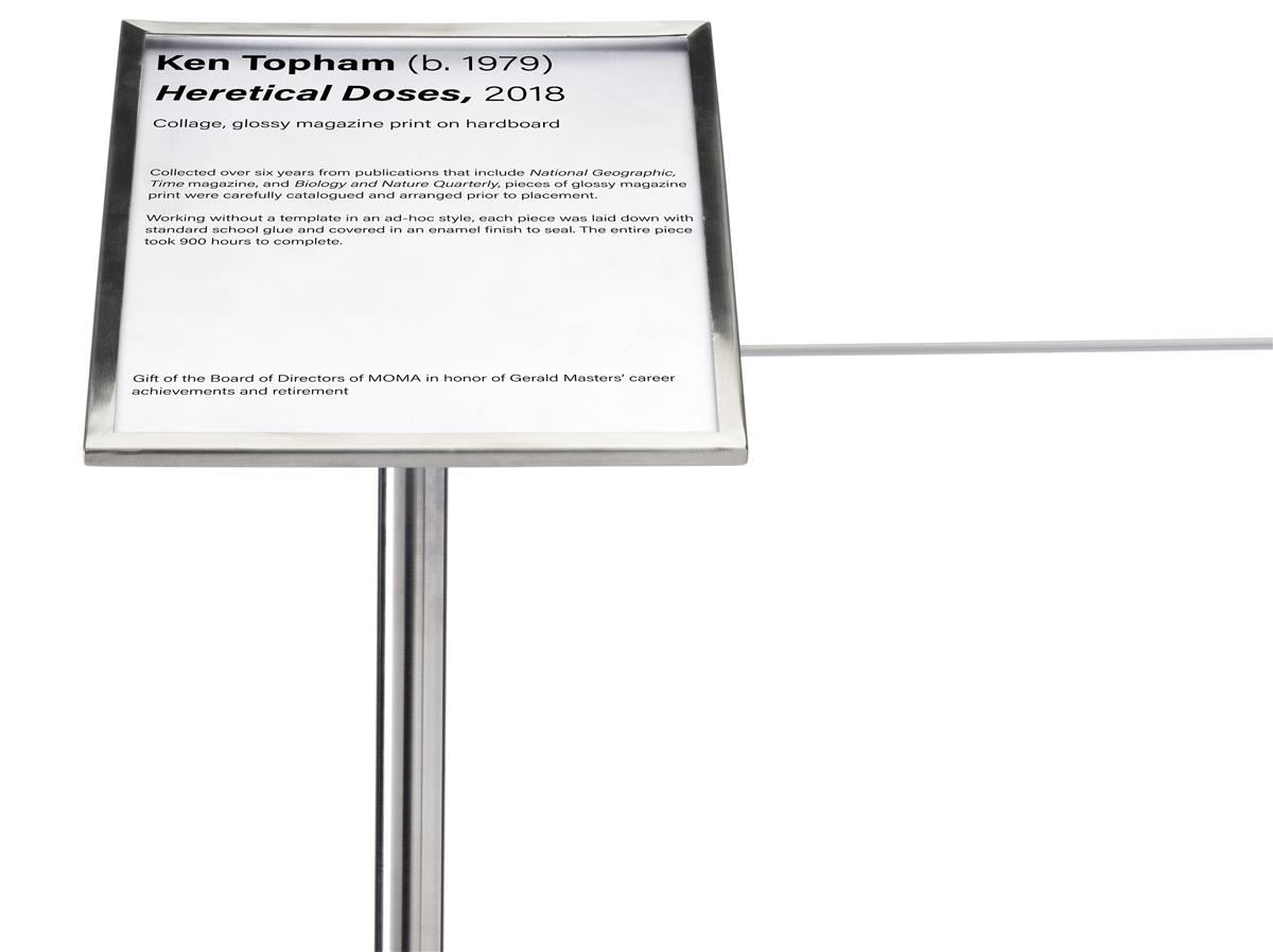 Museum Barrier Signage Plate | 60-Degree 8.5 x 11 Silver Frame