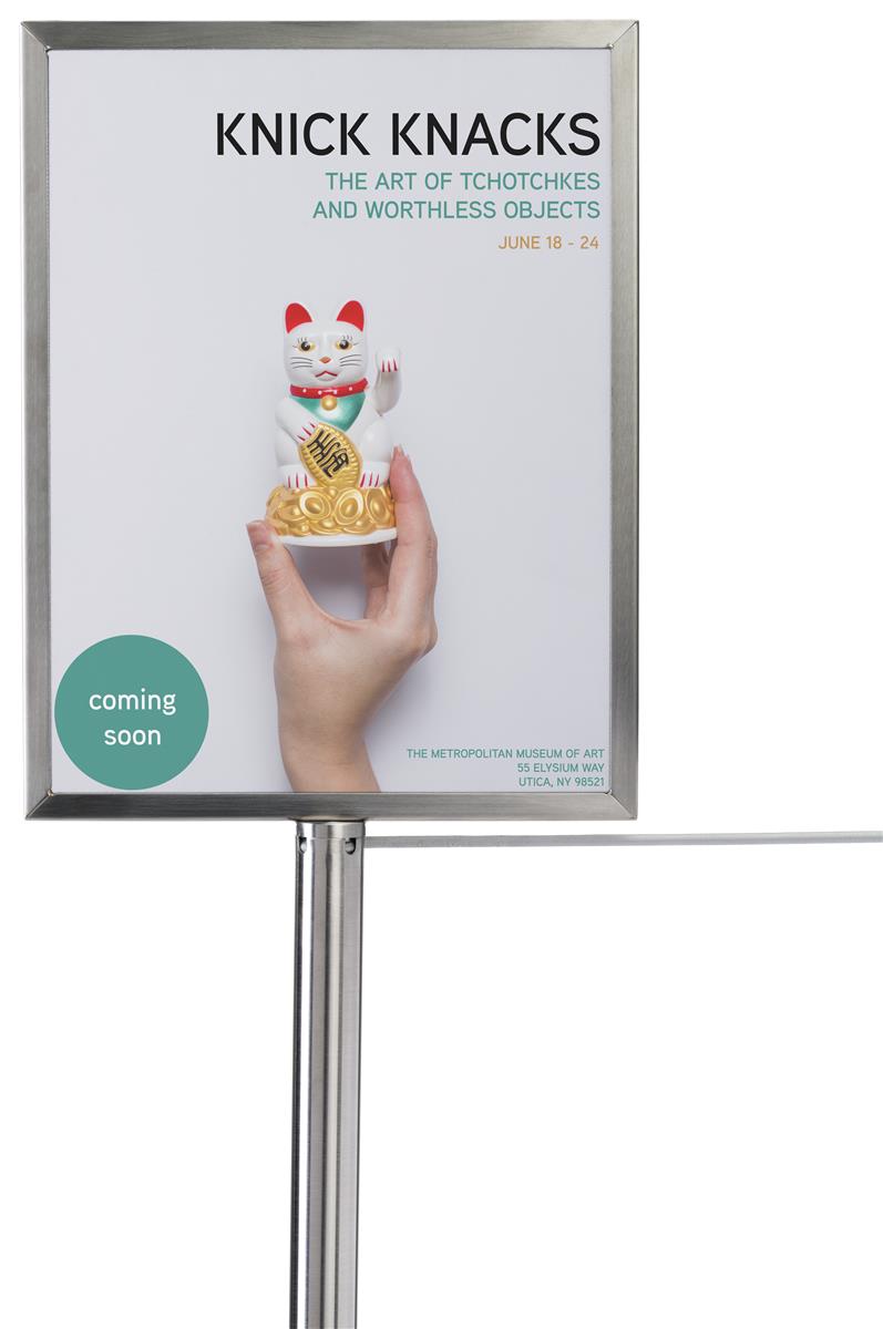 Museum Stanchion Sign Plate | 8.5 x 11 Silver Frame