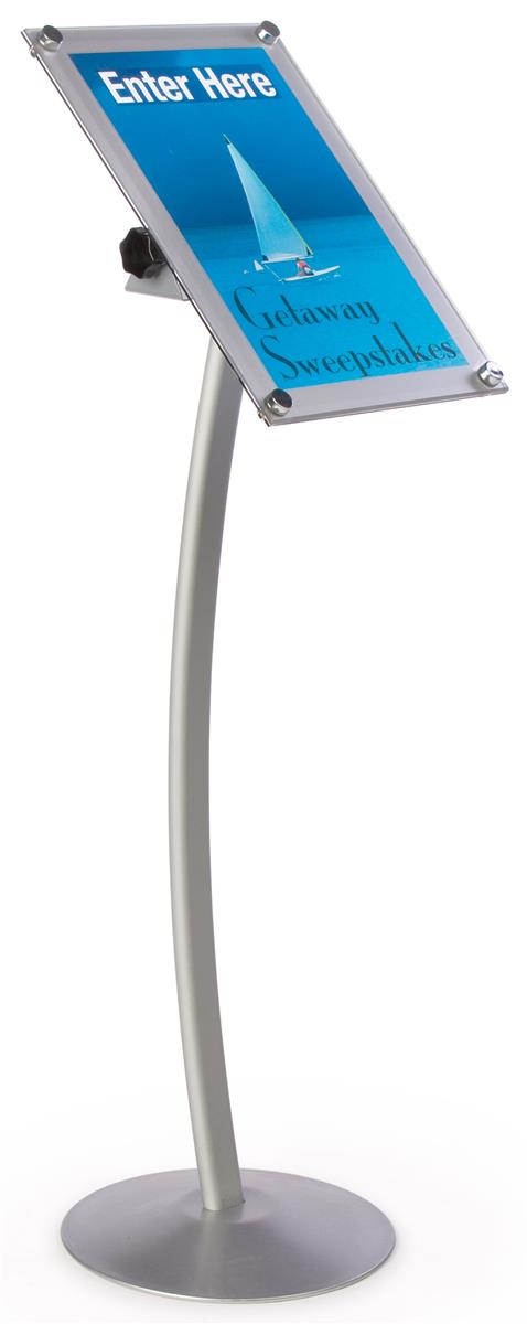 11 x 17 Sign Displays | Silver Curved Pole w/ Acrylic Frame