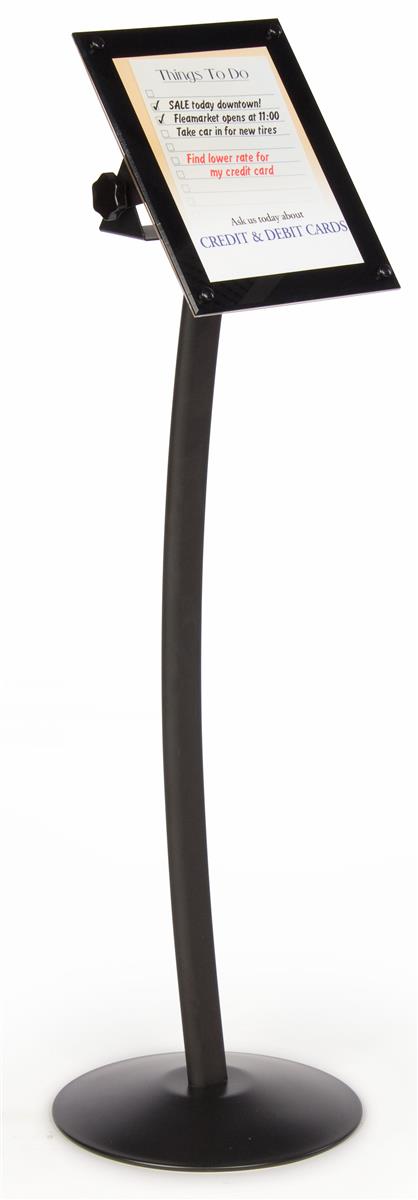 Graphics Holder | Curved Black Pole And Adjustable Frame