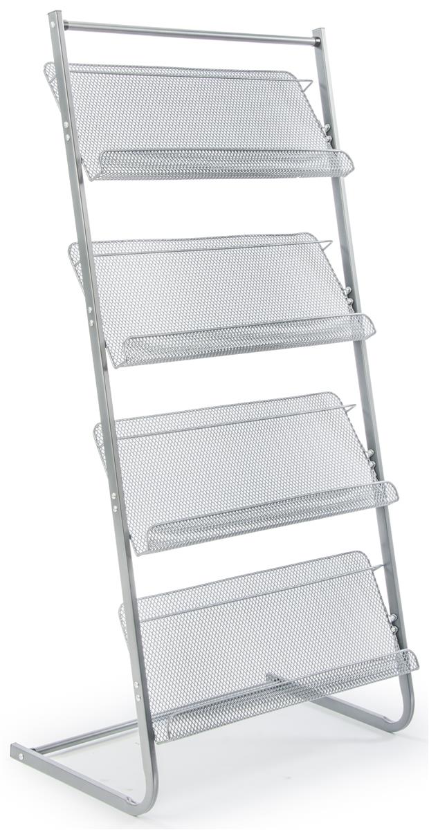 Mesh Magazine Rack | (4) Tiers w/ Glossy Gray Finish
