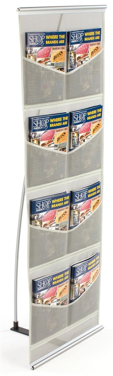 Silver Mesh Magazine Stand - (8) Pocket Display