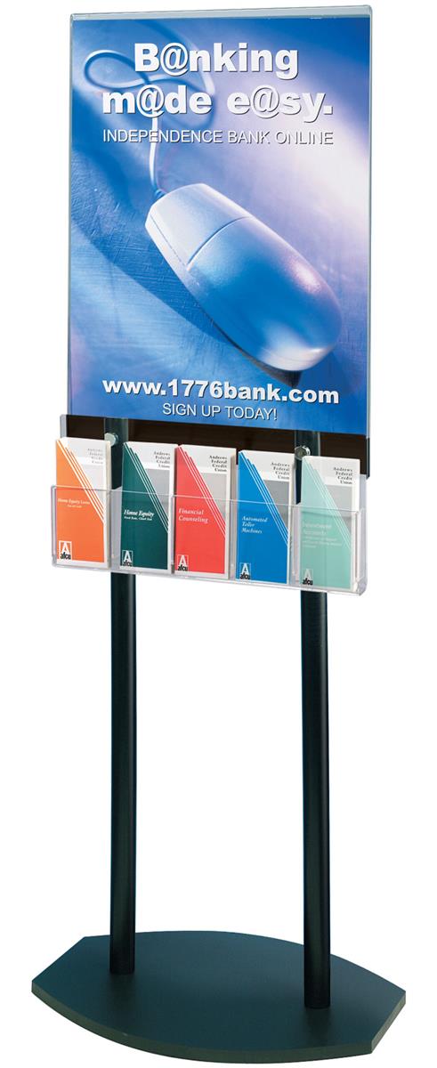 Poster Stand With Brochure Pockets Double Sided Sign Holder
