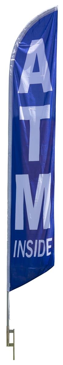 ATM Swooper Flag | White on Blue Color Setup