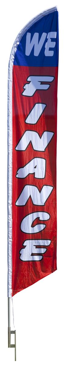 We Finance Message Flag | Blue & Red Color Scheme w/ White Text