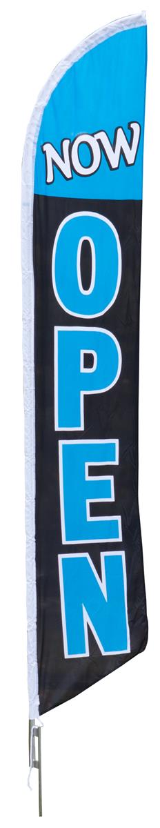 Now Open Flag | Light Blue, White & Black Color Scheme
