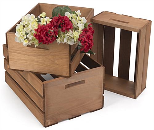 Wooden Display Crates Set Of 3
