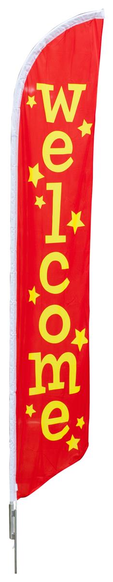 Welcome Banner Flag | Yellow Text w/ Red Backdrop