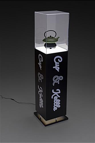 Custom Lighted Display Pedestal For Sculpture | 4-Sided Graphics