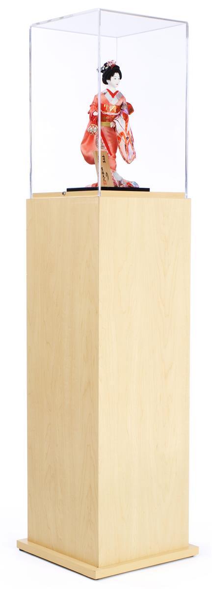 Pedestal Display Case | Acrylic Top - Maple Laminate Stand