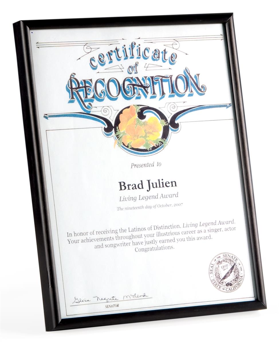 Document Frames for Awards w/ Metal Edges | Tabletop or Wall