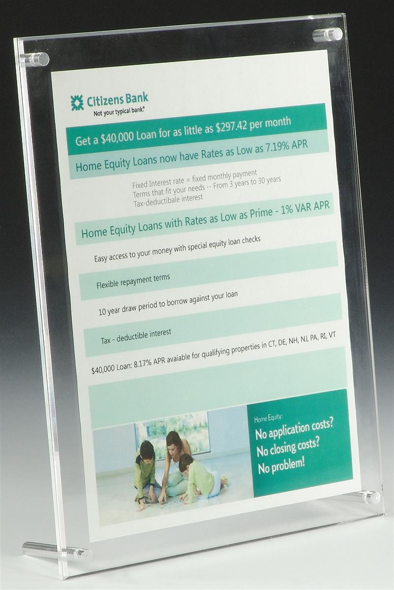 Acrylic Photo Frame w/ Metal Studs for 8.5 x 11 Graphics