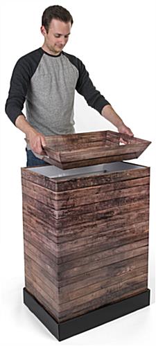 Rustic Printed Corrugated Retail Bin | Removable 4” Tray