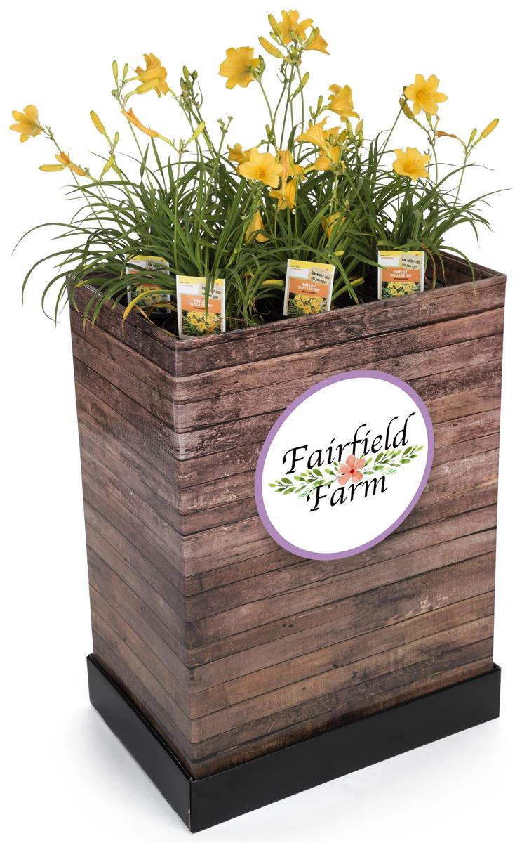 Custom Cardboard Dump Bin Rustic | Pre-Printed Faux Wood Exterior