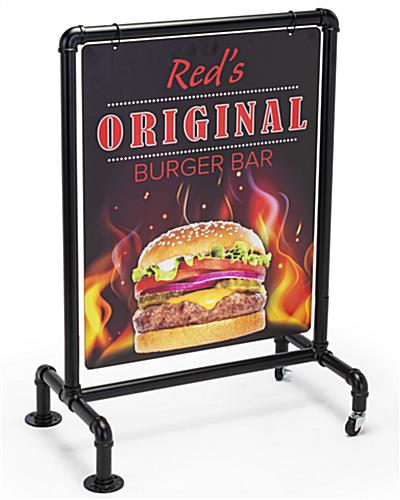 22 x 28 Industrial Pipe Sign Holder | Double-Sided Display