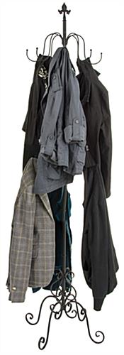 Wrought Iron Coat Rack | 2-Tier Stand with (16) Hooks