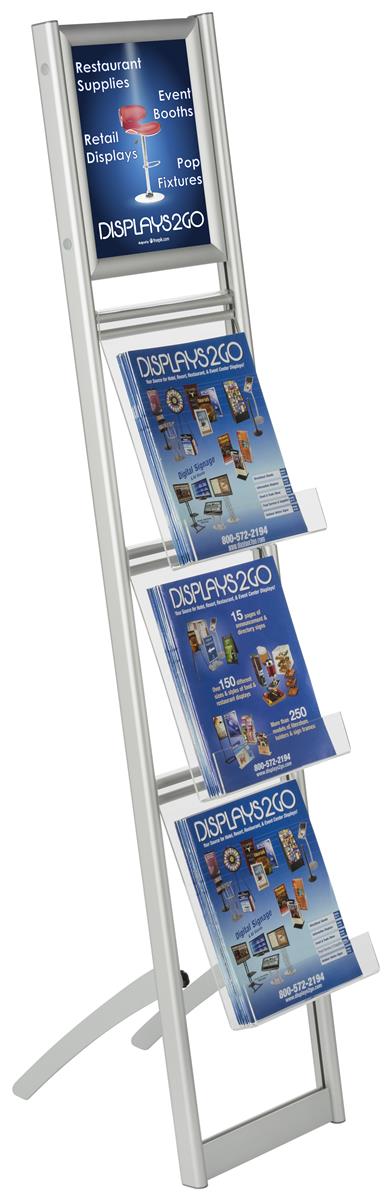 Collapsible Magazine Stand | Silver Frame & Clear Pockets