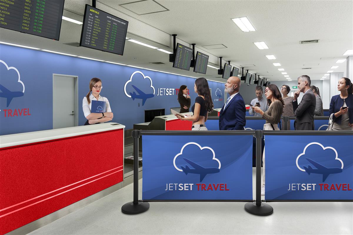 Double Sided Retractable Stanchion Barrier |Custom Graphics