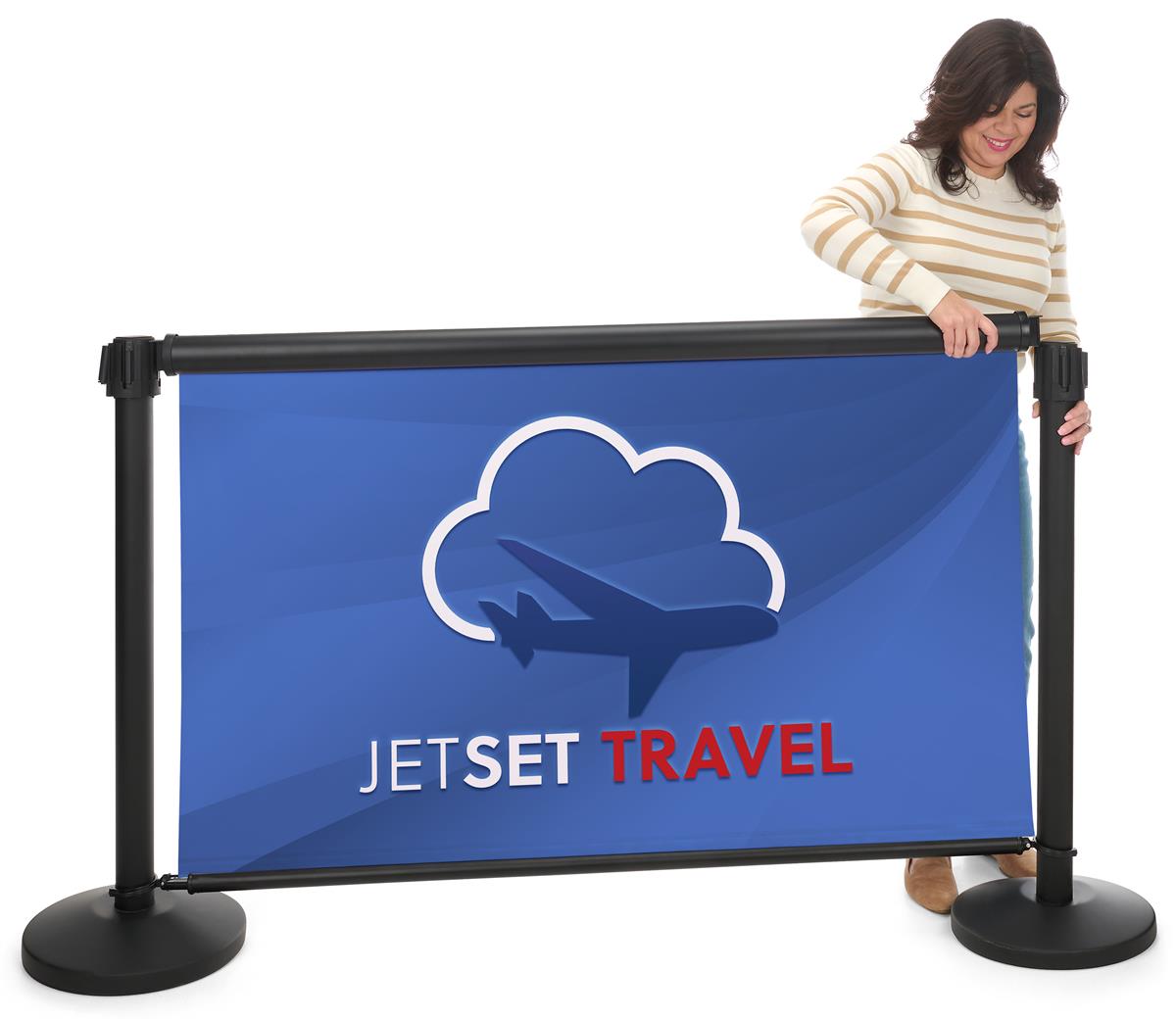 Double Sided Retractable Stanchion Barrier |Custom Graphics