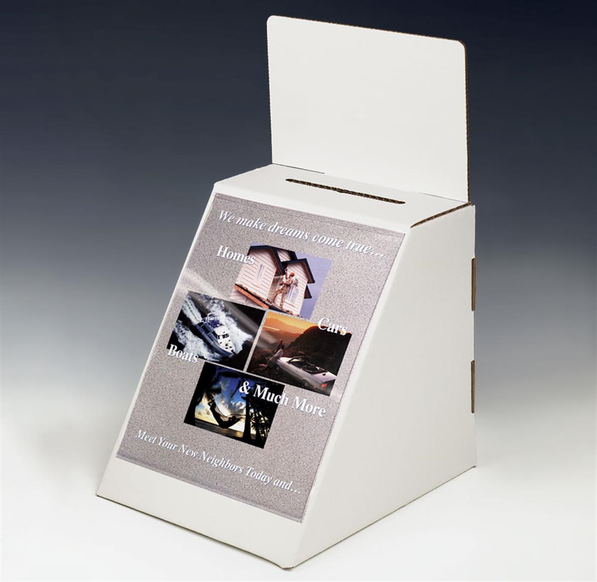 Cardboard Donation Box | Plastic Sign Holders