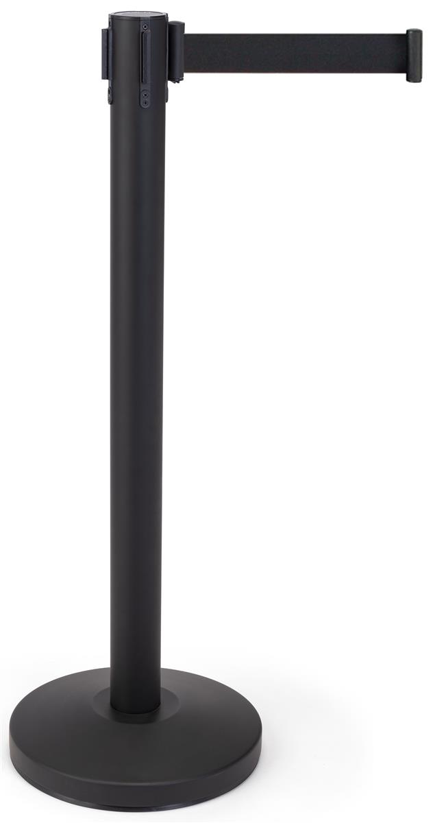Retractable Barrier Stanchion | 6.5 Inch Long Black Nylon Belt