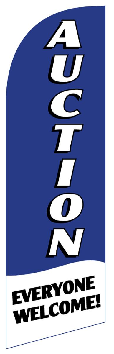 AUCTION Blue Flag Banner | Mirrored Message Text