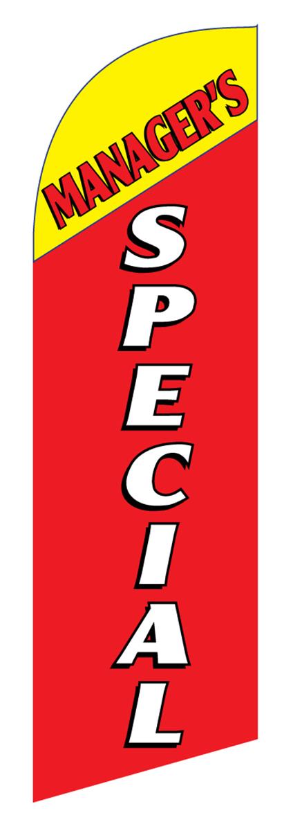 MANAGERS SPECIAL Red Marketing Flag | Single-Sided, Mirrored Back