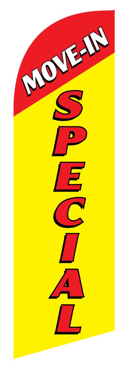 MOVE-IN SPECIAL Yellow Banner Flag | Mirrored Message on Reverse