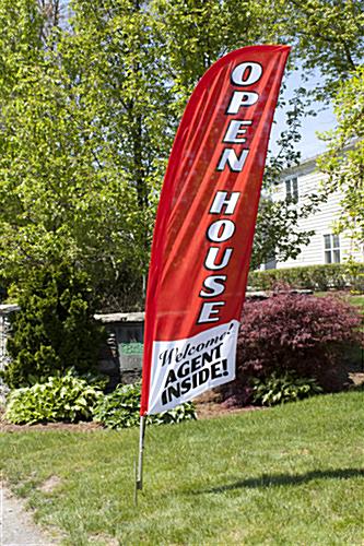 OPEN HOUSE Vertical Red Flag Banner | With Large Text