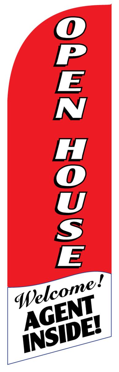 OPEN HOUSE Vertical Red Flag Banner | With Large Text