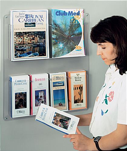 Wall Mount Literature Display w/ Four Adjustable Acrylic Pockets