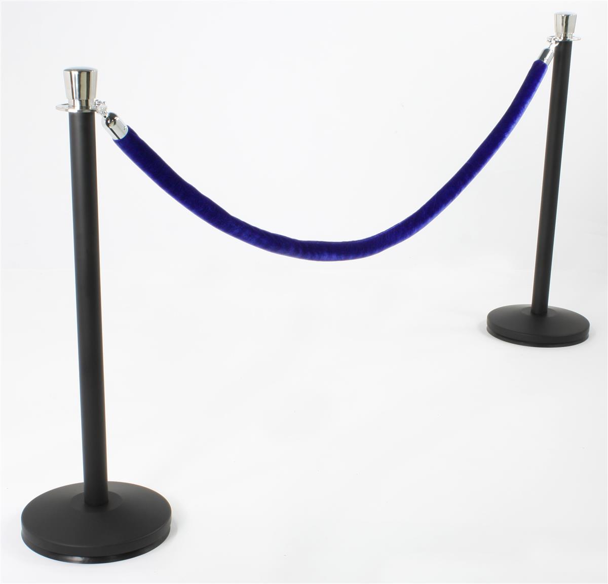 Chrome Post Stanchion Set - Blue Velvet Rope