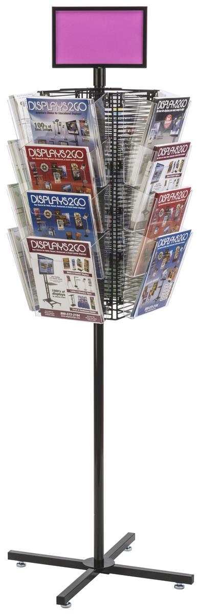 Rotating Grid Rack with Literature Holders | 16 Acrylic Pockets