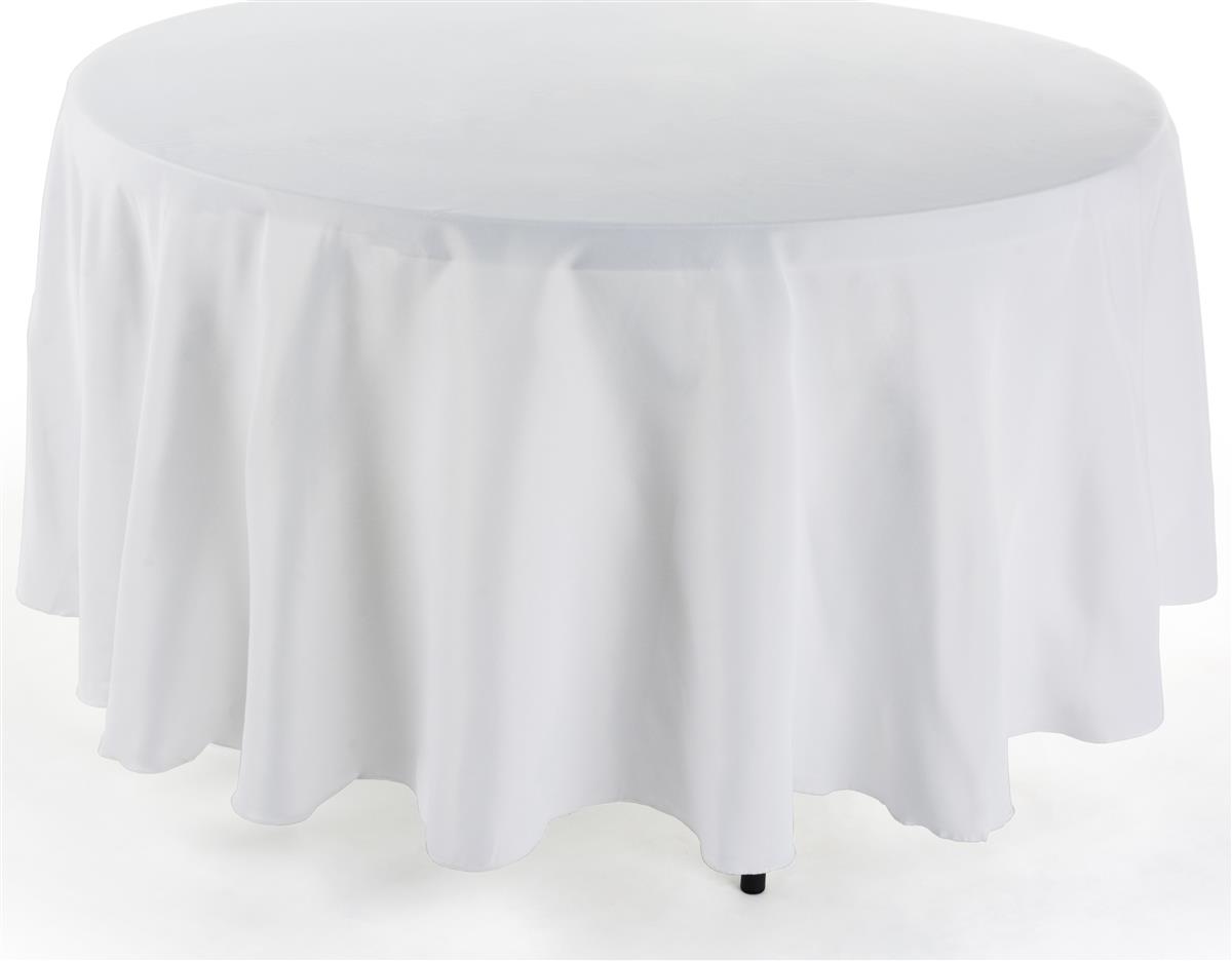 White 90” Round Table Cloth | Seat Length on 60" Tables