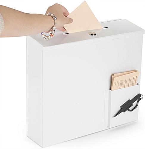 White Donation Box with Paper Holder | Wall Mount or Countertop
