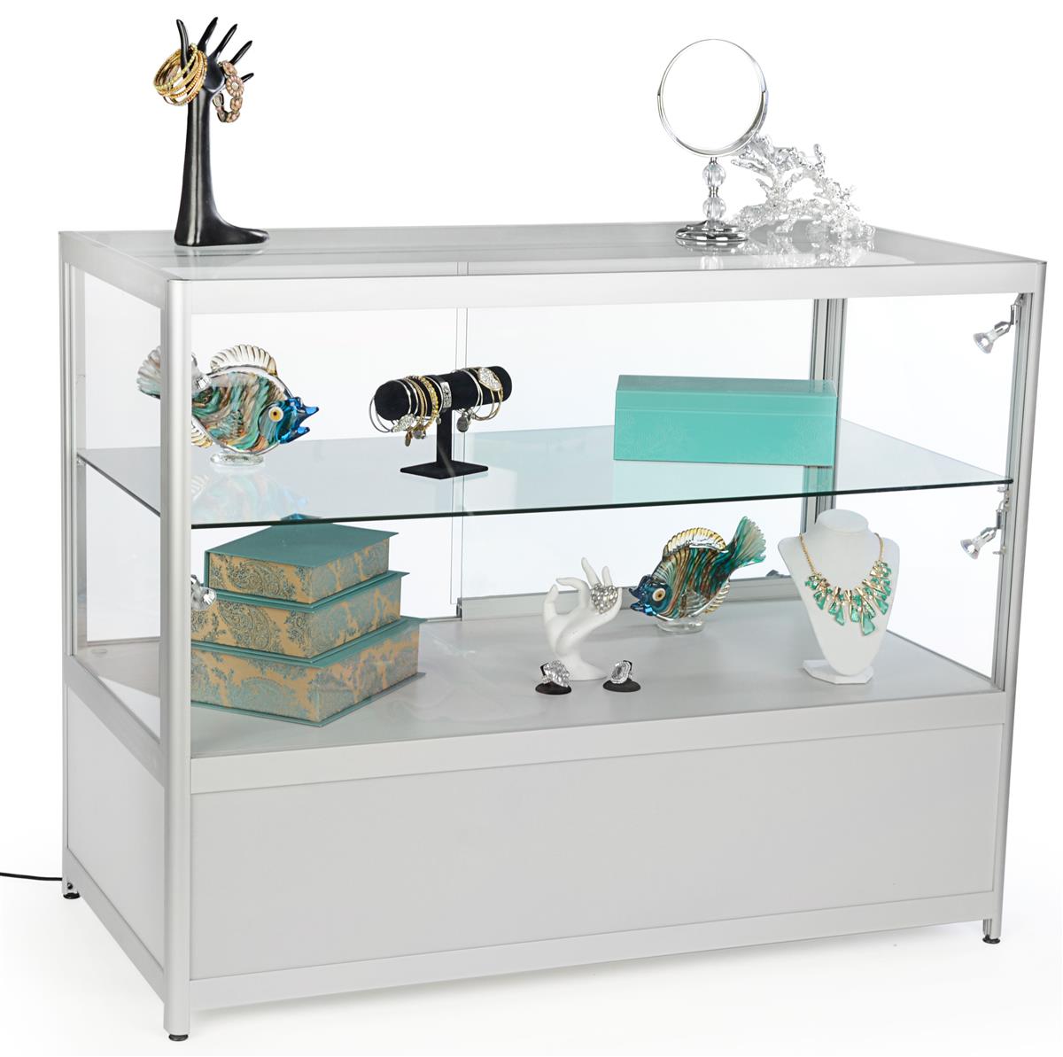 LED Store Display Counter | Silver Aluminum Framing